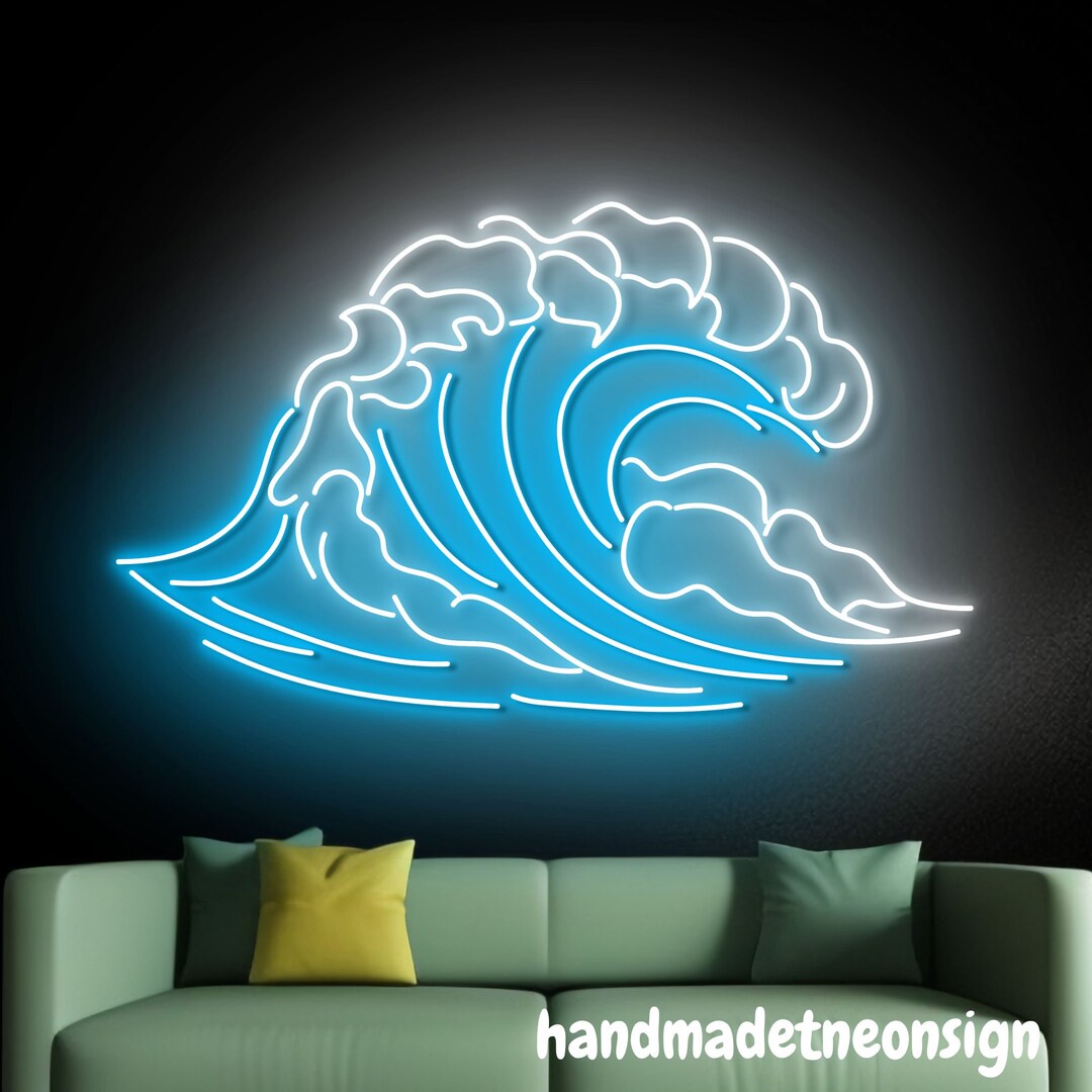 Wave Neon Sign, Waves Led Sign, Ocean Wave Neon Light, Custom Waves Led ...