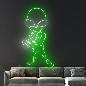 Alien Do Gym Led Sign, Alien DJ Neon Light, Swag Alien Neon Sign, Cool ...