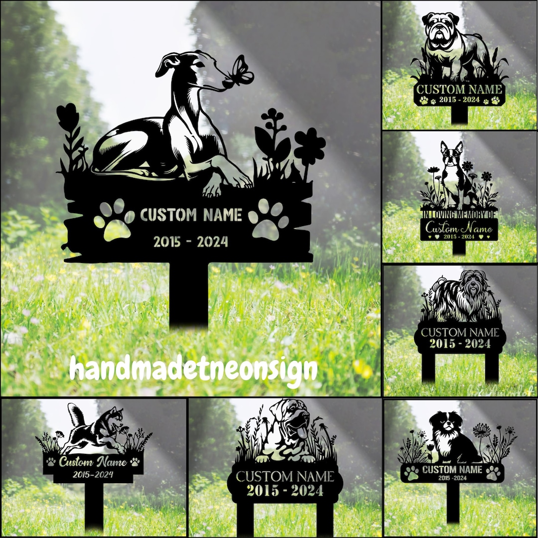 Custom Dog Memorial Stake, Every Dog Breed Stake Metal Sign, Dog Grave ...