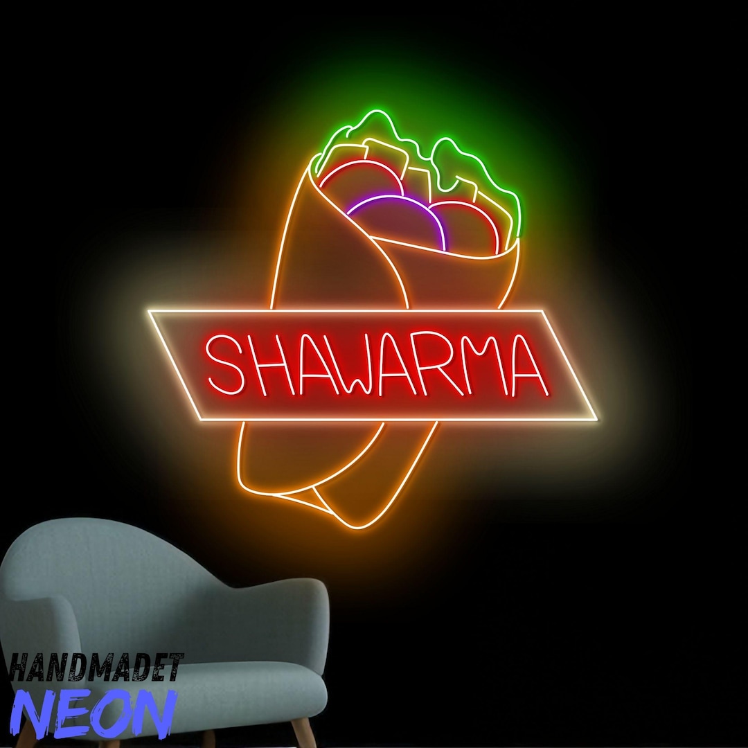 Shawarma Neon Sign, Shawarma Led Sign, Middle Eastern Food Led Light, Shawarma Neon Light for ...