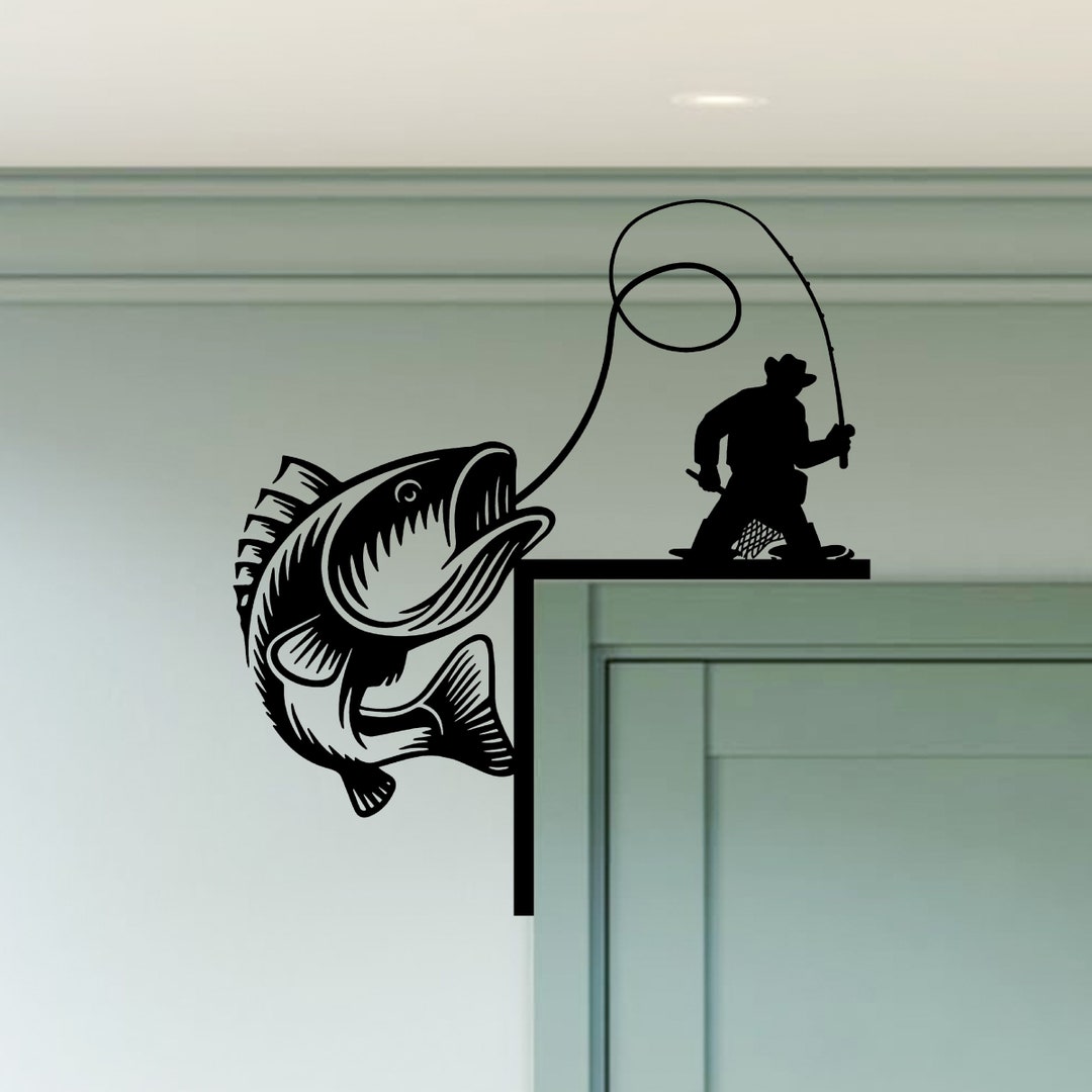 Personalized Fishing Door Corner Metal Wall Art, Fish Metal Sign Door ...