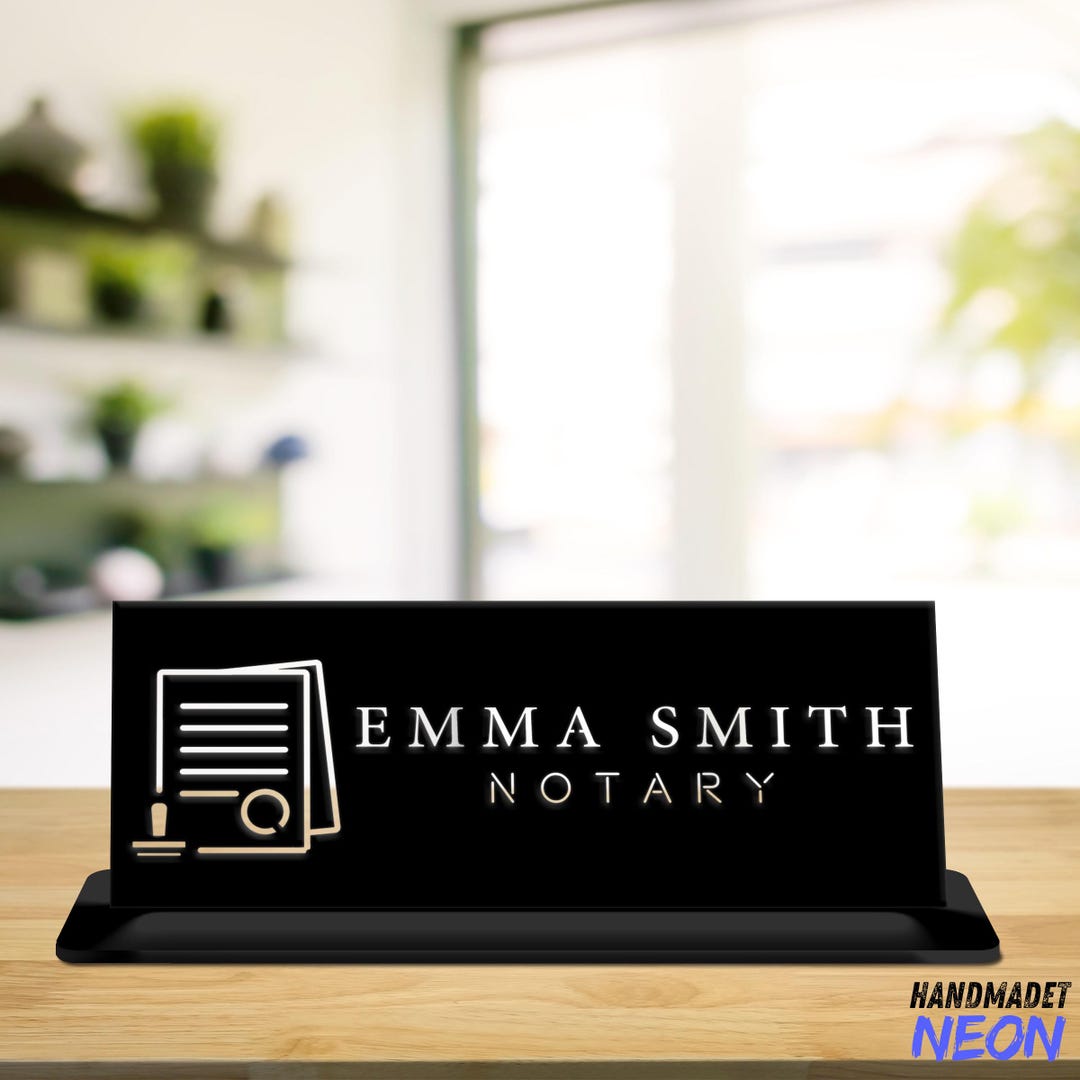 Custom Notary Metal Name Plate, Notary Name Plate Table Decor, Custom ...