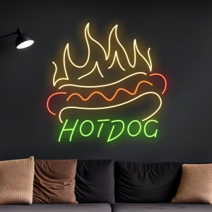 Custom Hot Dog Neon Sign, Hot Dog LED Sign, Personalized Sausage Neon ...