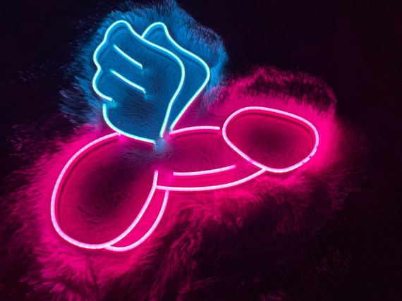 Flying Penis Led Sign Flying Penis Neon Sign Wall Decor Etsy