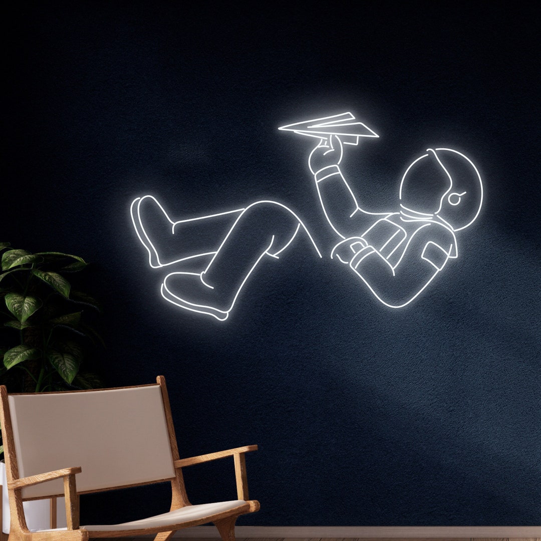 Astronaut Paper Plane Neon Sign, Paper Airplane Astronaut Led Sign ...
