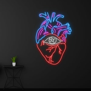 Custom Human Heart Eye Neon Sign, Human Eye Heart LED Light, Heart Neon ...