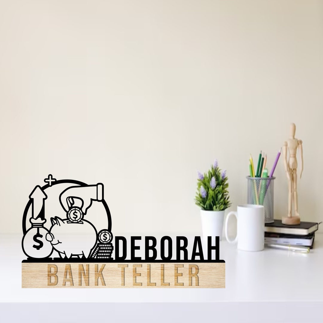 Custom Bank Teller Desk Name Plate, Bank Teller Metal Nameplate for ...