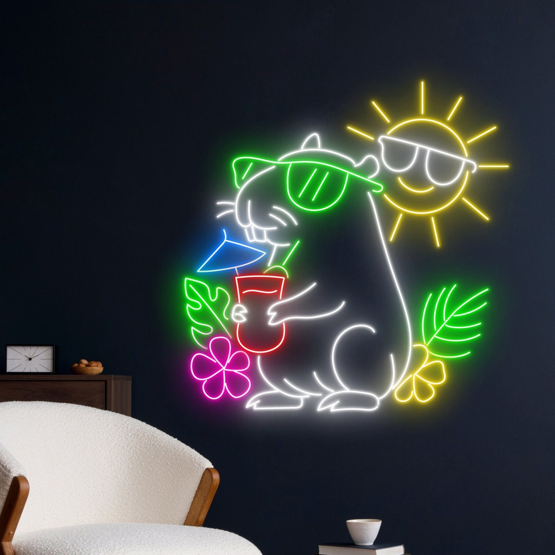 Custom Capybara Summer Vibes Neon Sign, Capybara Light Sign, Japan ...