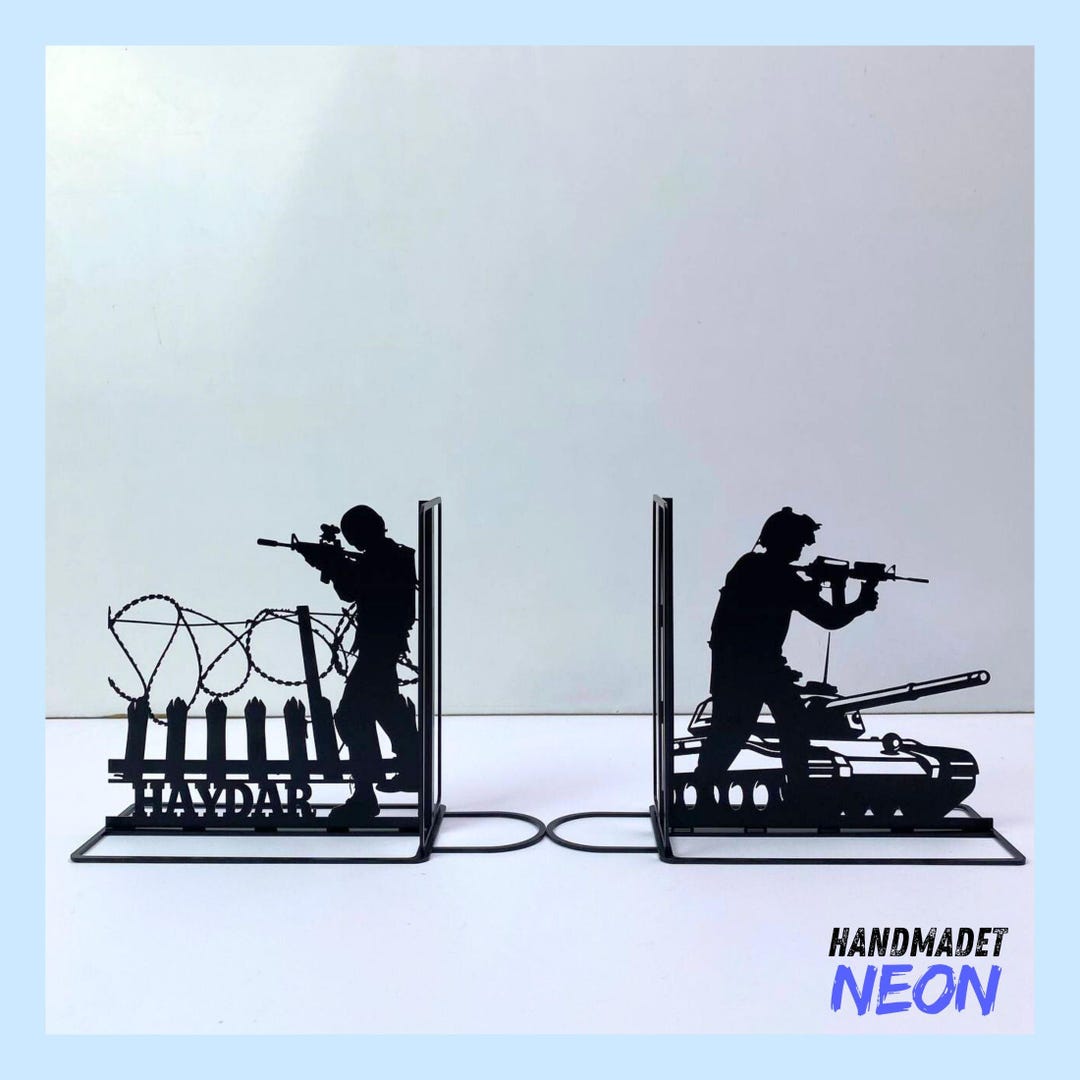Custom Soldier Metal Bookends Army Name Bookend, Veteran Table ...