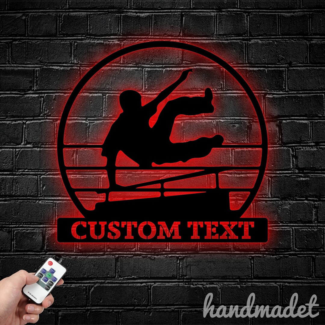 Custom Parkour Name Metal Wall Art LED Light, Parkour Metal Sign ...