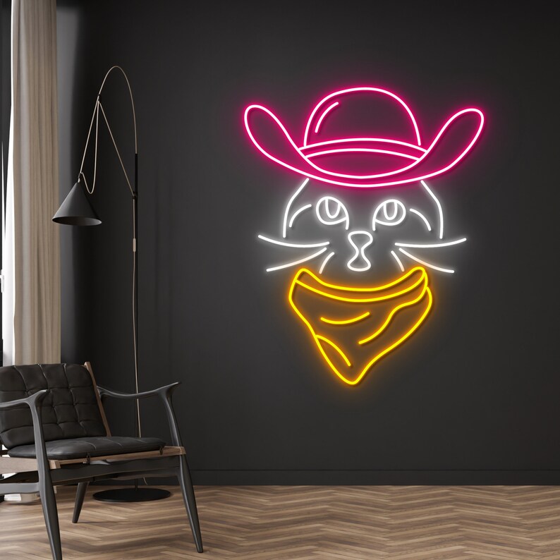 Cowboy Cat Neon Sign Cowboy Cat Led Signs Cowboy Cat Wall - Etsy