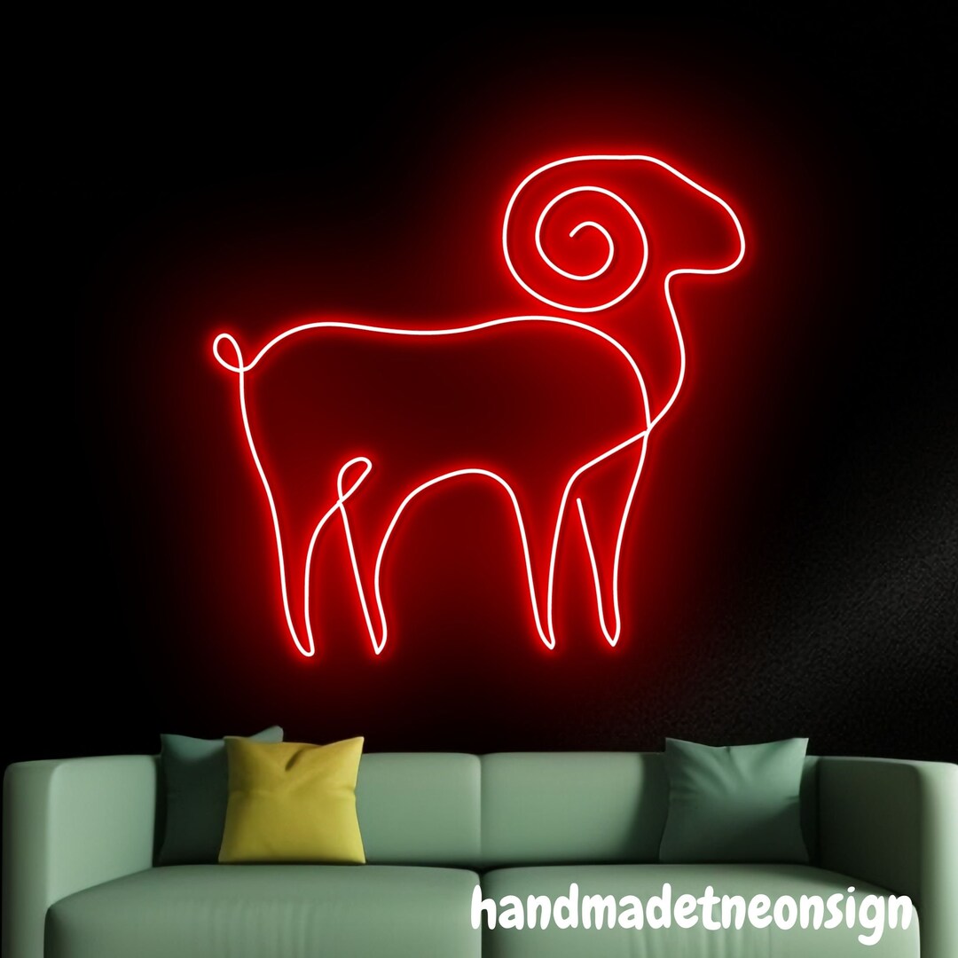 Sheep Line Art Neon Wall Sign, Sheep Led Wall Sign, Animal Neon Wall ...