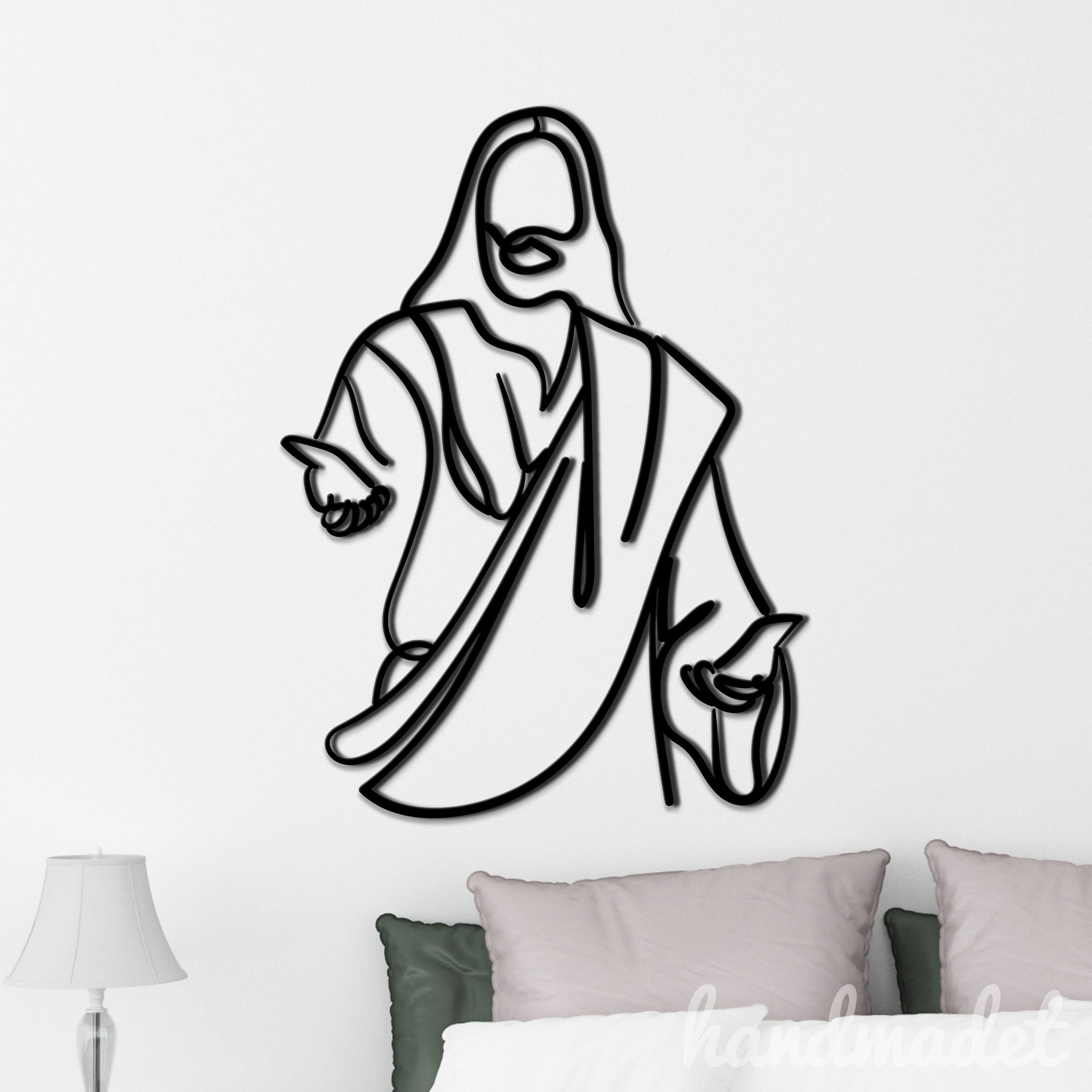 Personalized Jesus Line Art Wall Sign, God Wall Sign, Lord Metal Wall ...
