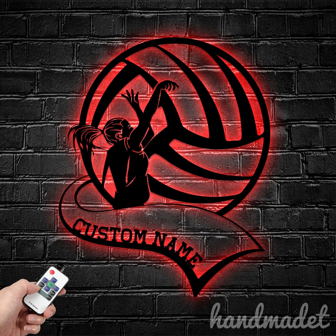 Personalized Girl Volleyball Metal Sign, Volleyball Metal Light ...