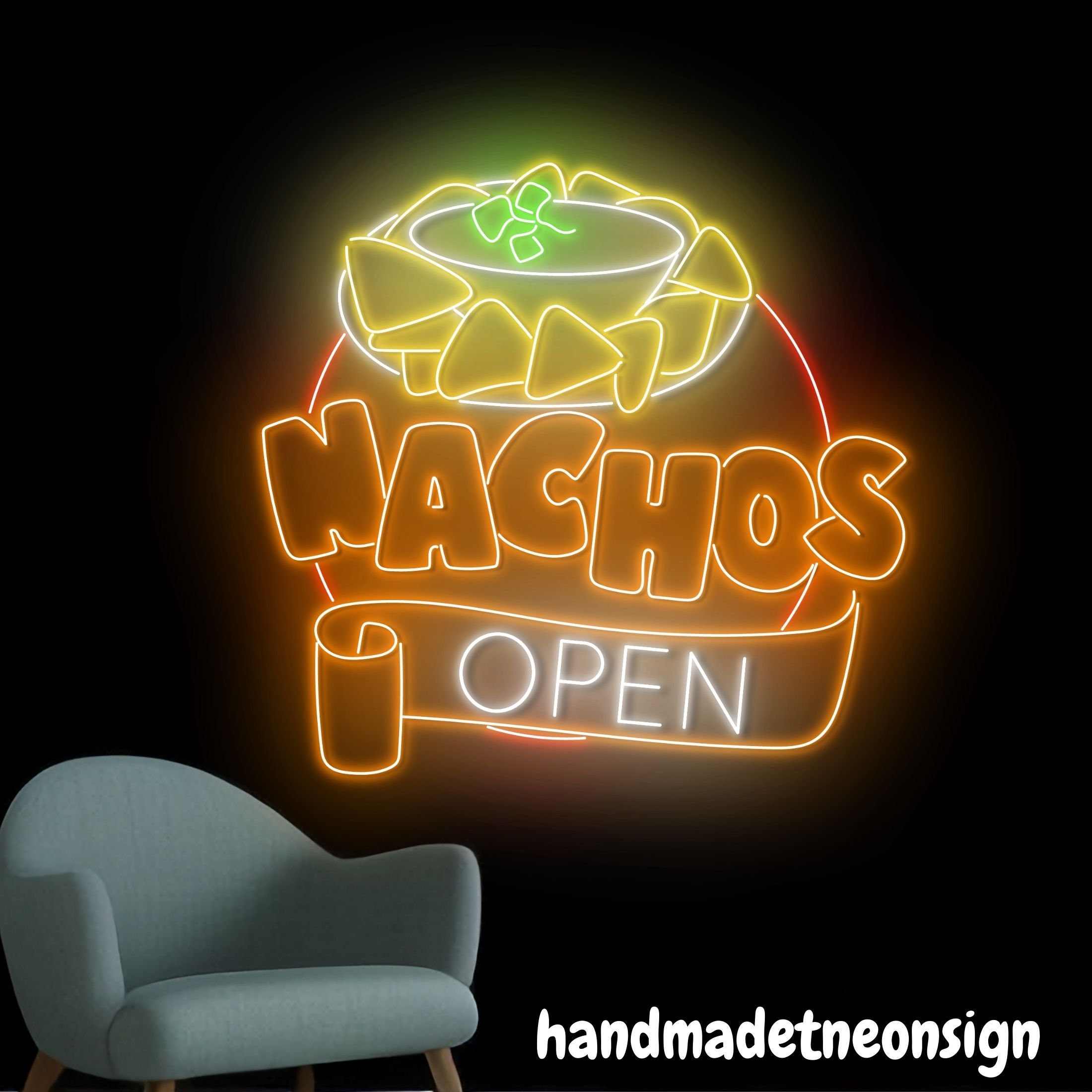 Nachos Open Neon Sign, Nachos Led Sign, Mexico Nachos Led Light, Open ...