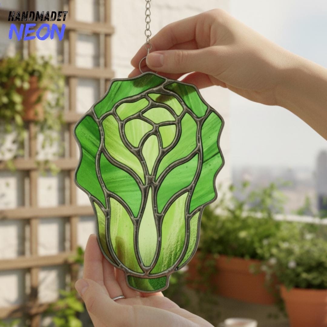Cabbage Stained Glass Suncatcher: Garden Decor Gift, Vegetable Glass ...