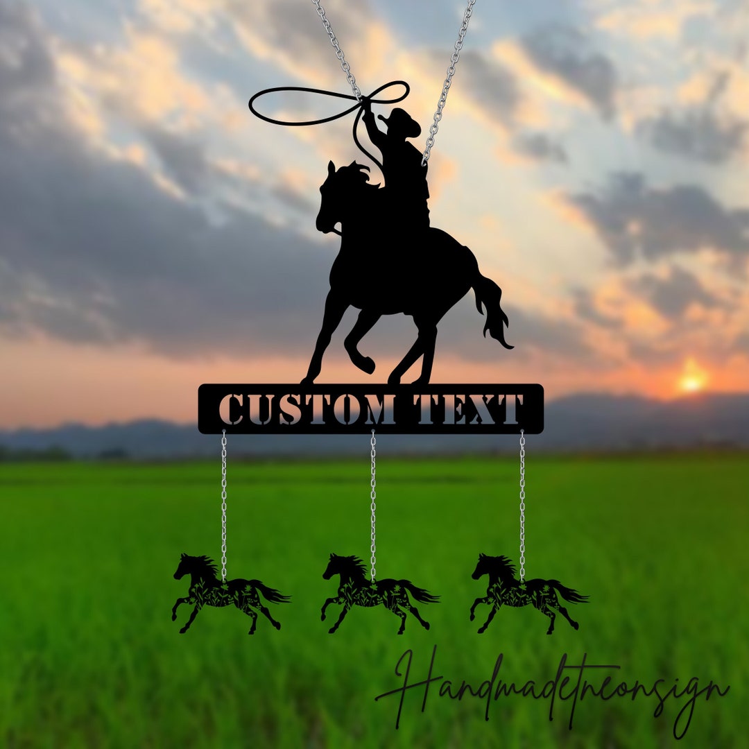 Custom Metal Cowboy Wind Chime, Personalized Metal Cowboy Garden Decor ...