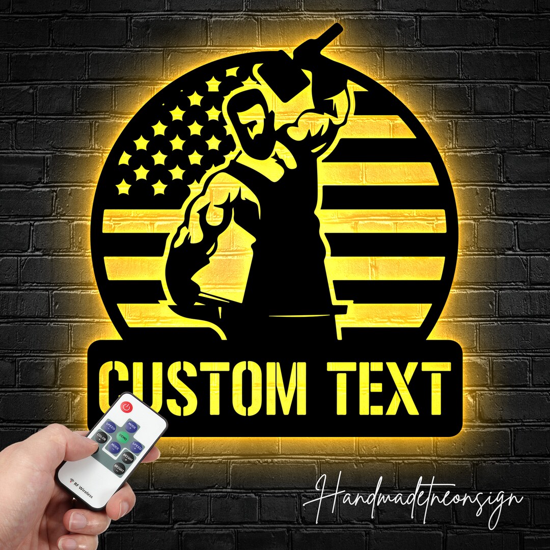 Custom Farrier Metal Wall Art LED Light Personalized Farrier Name Sign ...