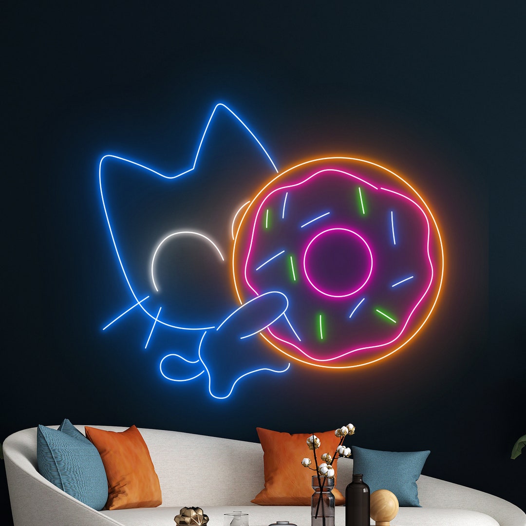 Custom Cat Donut Neon Light, Personalized Donut Cat Led Light, Donut ...