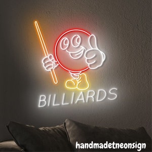 Billiards Gives A Thumbs up Neon Sign, Billiard Ball Led Sign, Funny ...