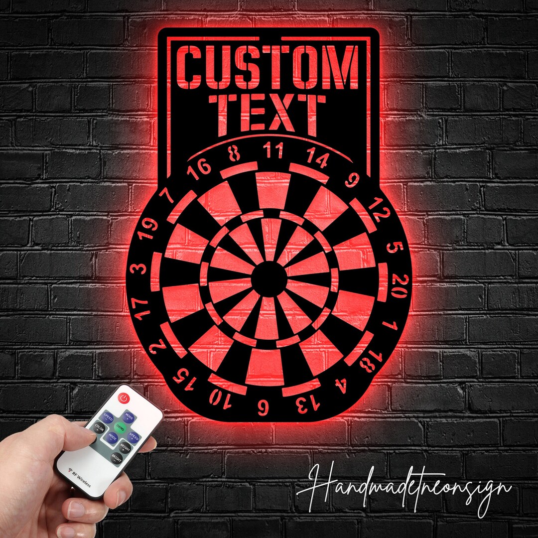 Personalized Dart Dartboard Metal Wall Art LED Light - Custom Dart ...