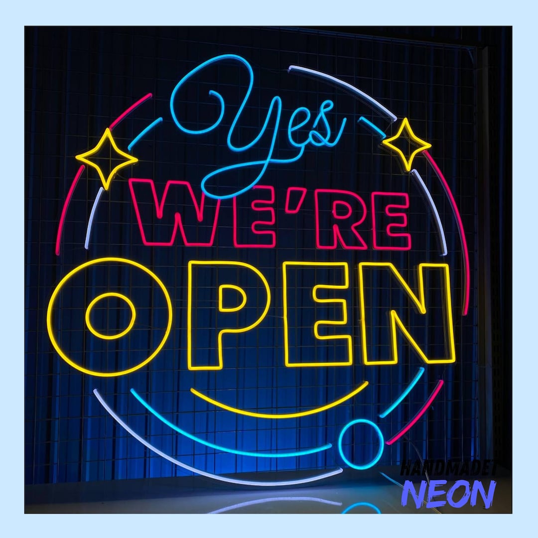 Yes We're Open Neon Sign, Yes We're Open Neon Light, Open Shop LED ...