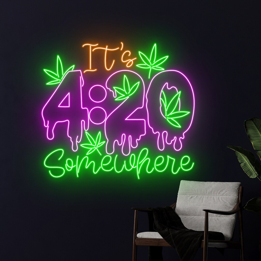 It's 4:20 Somewhere Led Sign, 420 Led Light, Weed Leaves Neon Sign ...