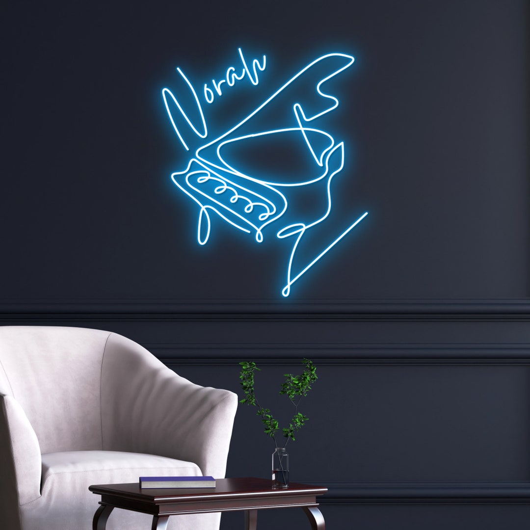 Custom Name Piano Neon Sign, Piano Neon Led, Piano Wall Decor, Neon ...