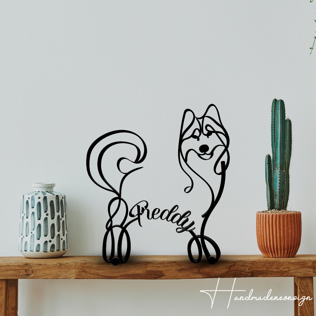 Custom Husky Sibir Dog Metal Desk, Husky Sibir Dog Minimalist Metal ...