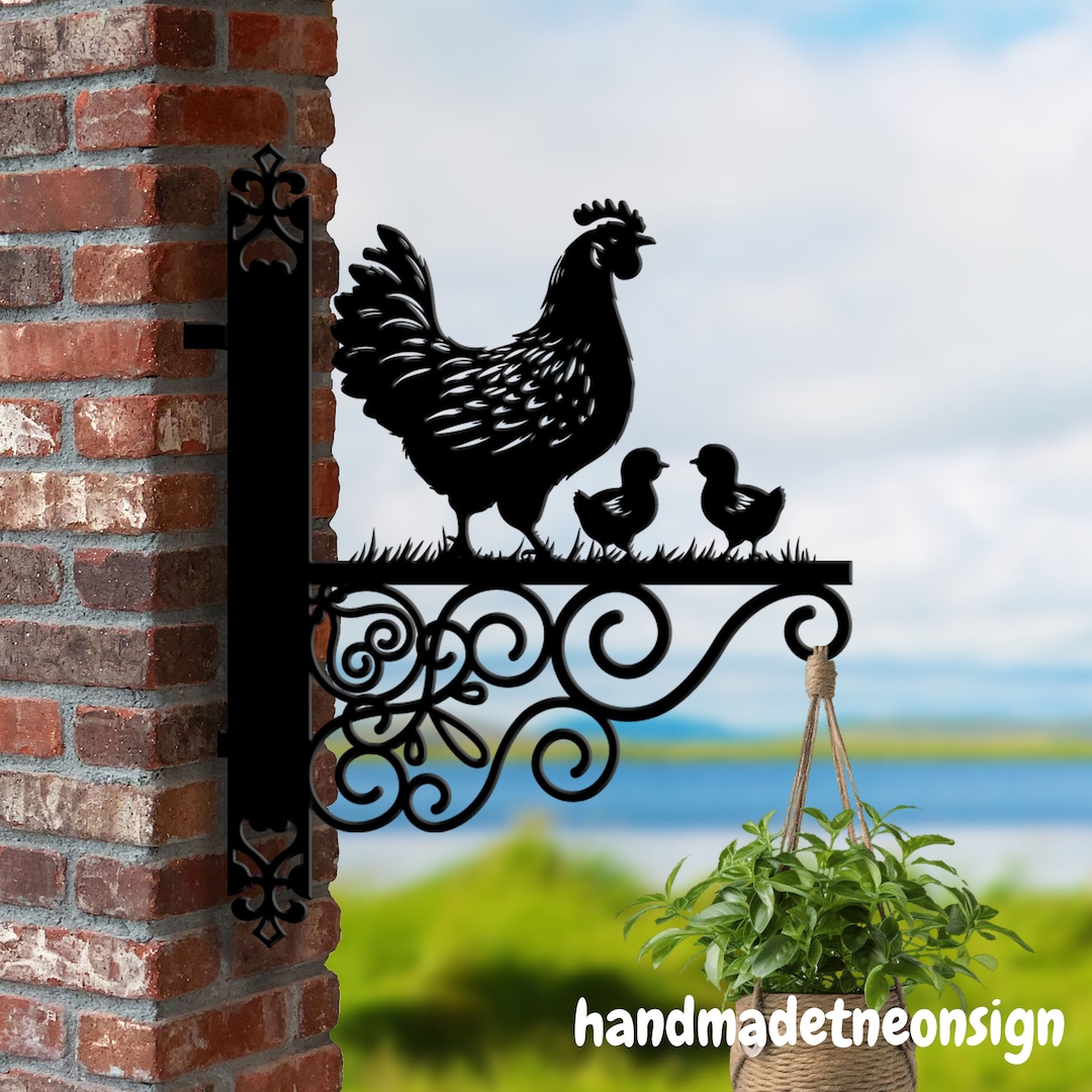 Personalized Chicken Hanging Bracket, Hen Hanging Basket Bracket ...