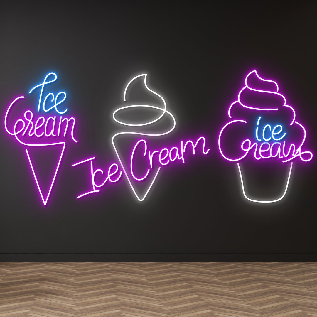 Ice Cream Neon Sign, Ice Cream Led Sign, Ice Cream Led Sign, Custom ...