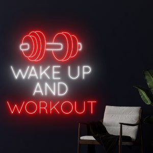 Wake up and Workout Neon Sign, Wake up and Workout Neon Light, Gym Led ...