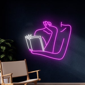 Custom Woman Reads Book Neon Sign, Girl Reading Book LED Light, Book ...