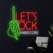 Let's Rock Hardcore Led Sign, Rock N Roll Neon Light, Rock Neon Sign ...