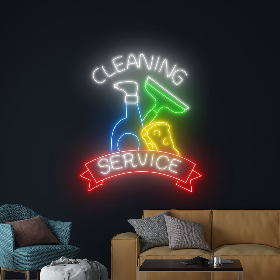 Cleaning Service Led Sign, Cleaning Service Neon Light, Service Room ...