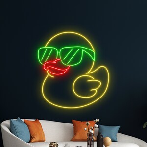 Duck With Sunglasses Neon Sign, Funny Duck Led Sign, Cute Duck Neon ...