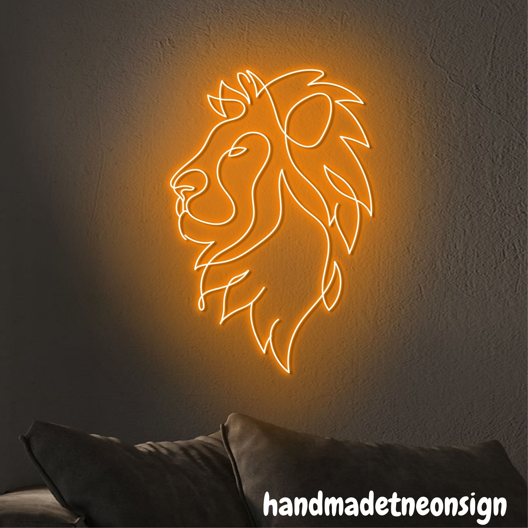 Lion Head Line Art Neon Sign, Lion Led Sign, Lion Neon Light, Lion ...
