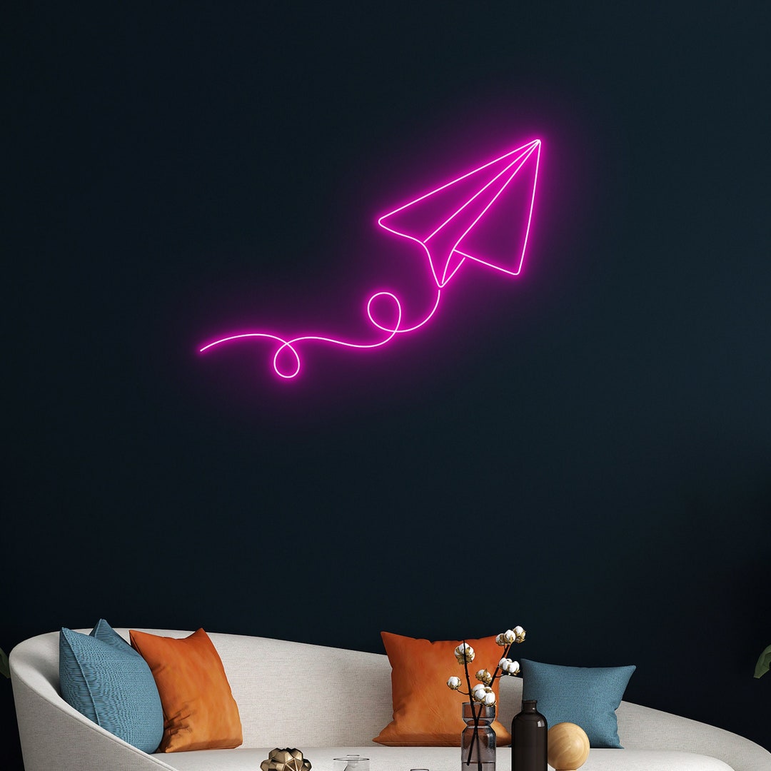 Custom Paper Airplane Neon Sign, Airplane Led Sign, Airplane Wall Decor ...