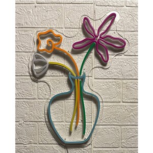Flower Vase Led Sign, Flower Vase Neon Sign, Flower Neon Light, Floral ...