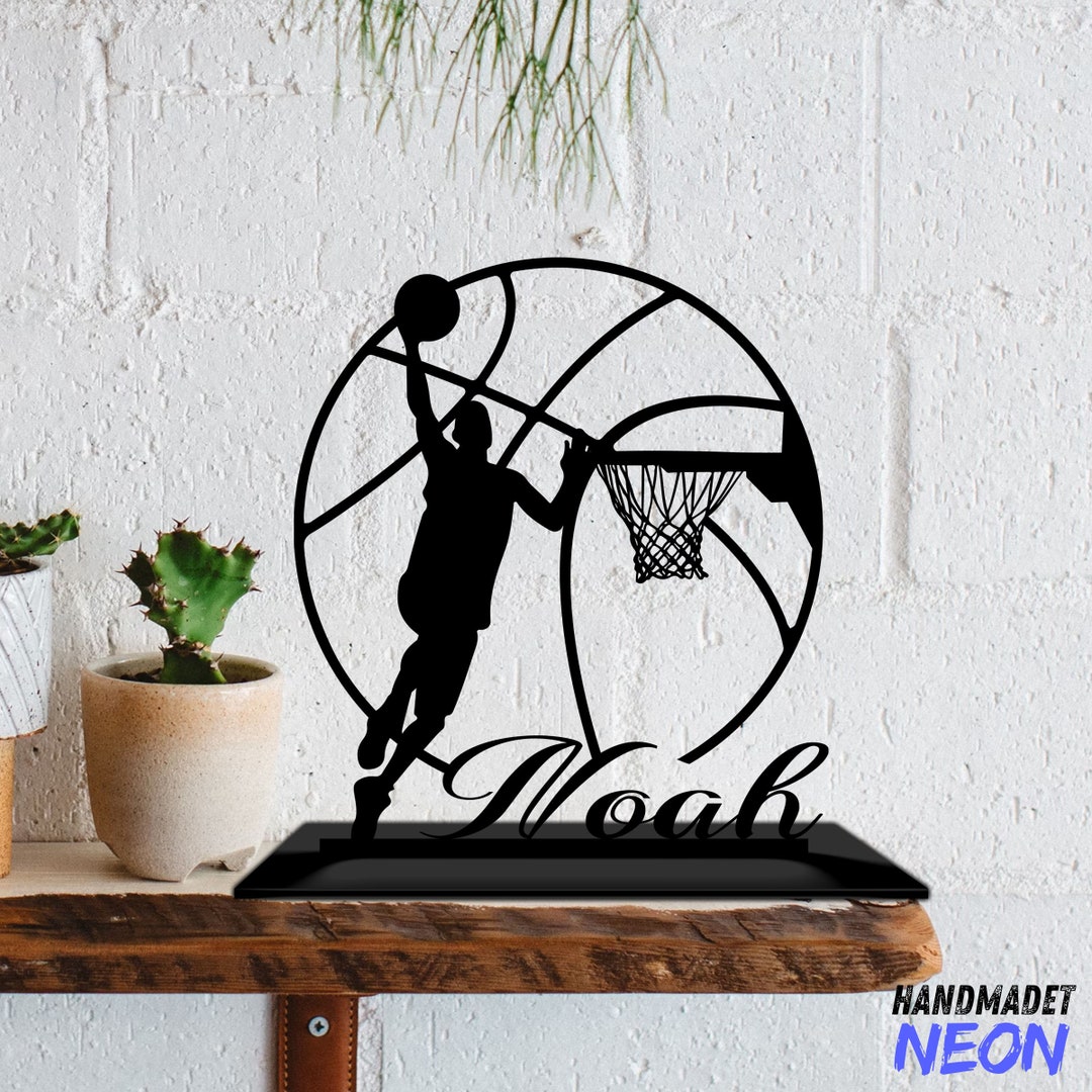 Custom Basketball Table Decor, Basketball Player Metal Shelf Decor Home ...