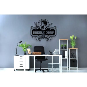 Personalized Barber Shop Metal Wall Art LED Light, Custom Barber Metal ...