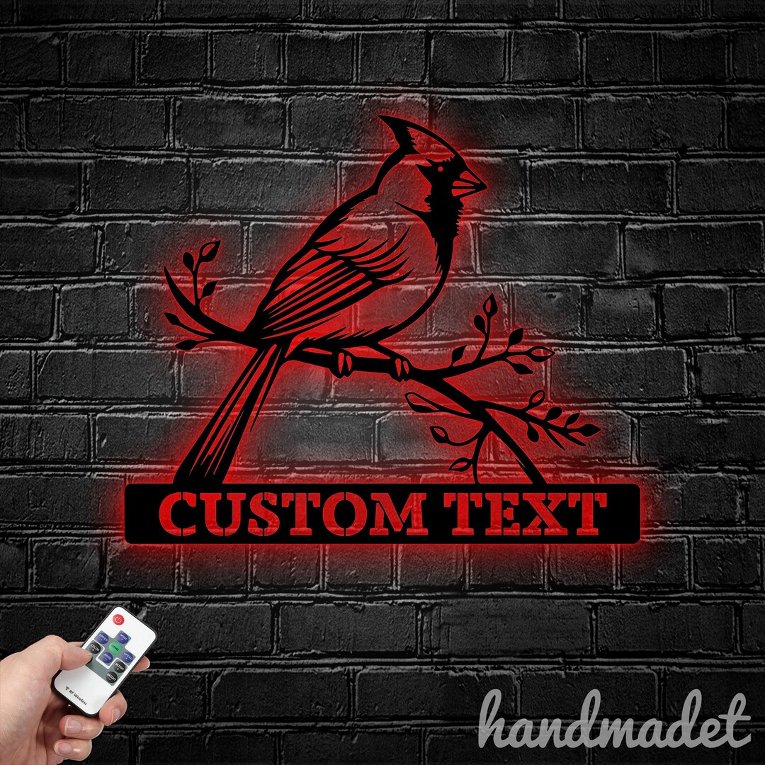 Custom Cardinal Metal Wall Art LED Light, Cardinal Metal Sign, Cardinal ...
