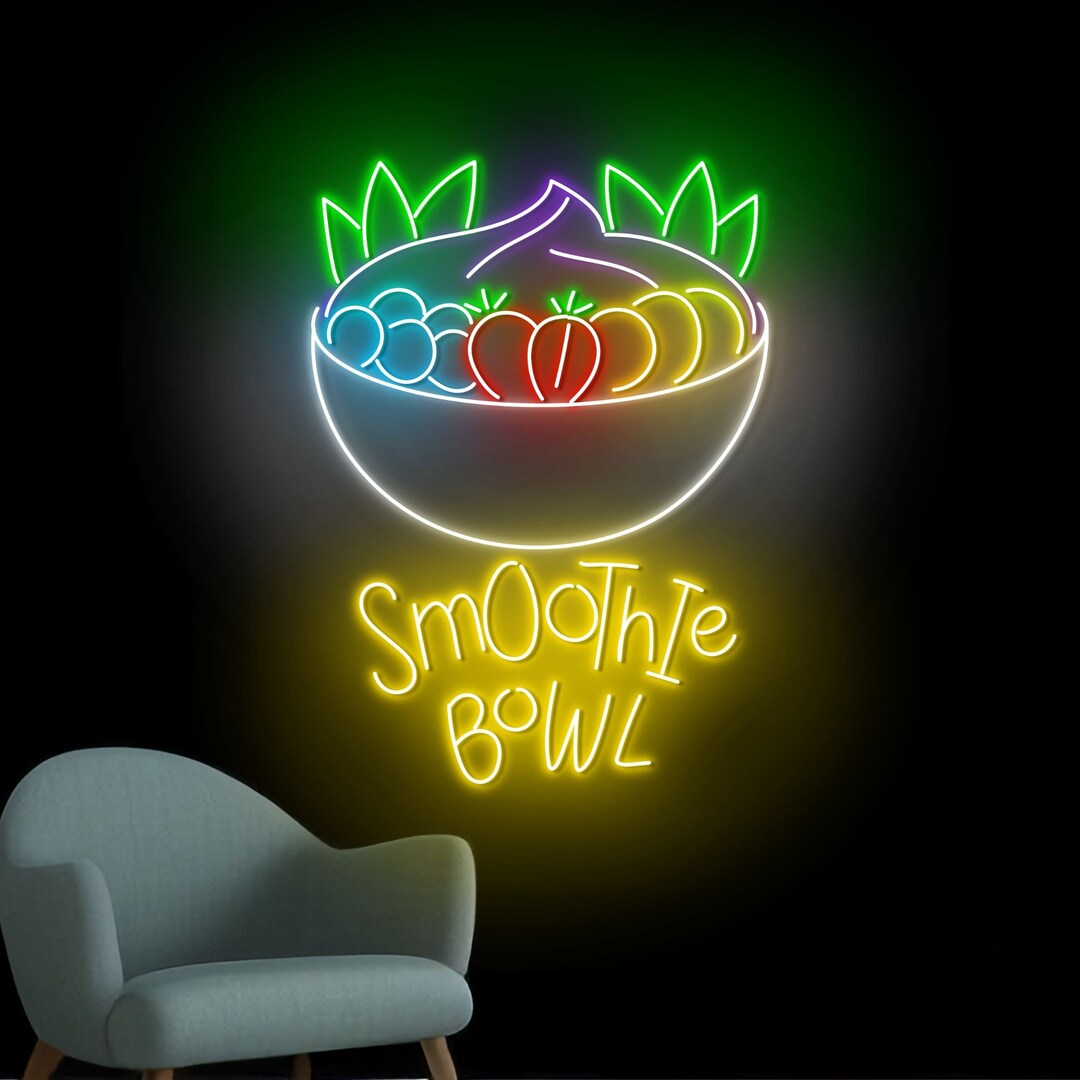 Smoothie Bowl Neon Wall Sign, Smoothies Bowl Led Wall Sign, Fruit Food ...