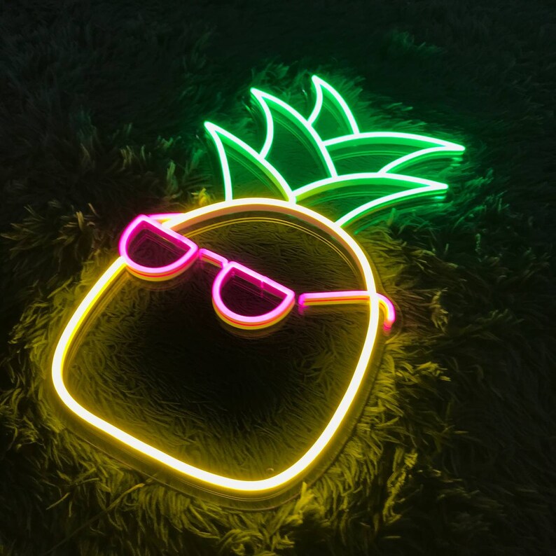 Pineapple With Glasses Neon Sign, Pineapple With Glasses LED Light ...