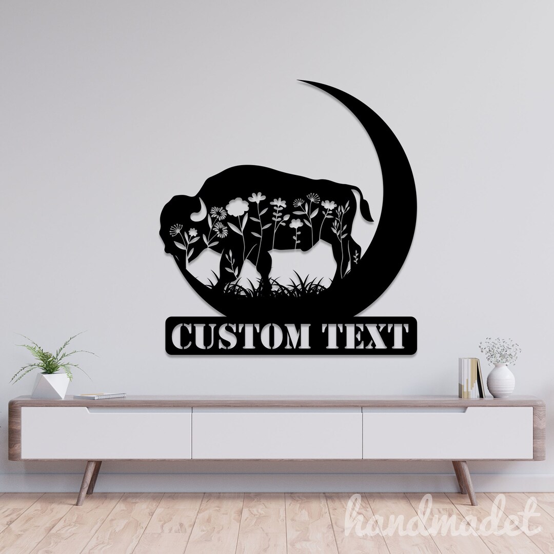 Personalized Buffalo Moon Metal Wall Sign, Bison Moon Metal Wall Light ...