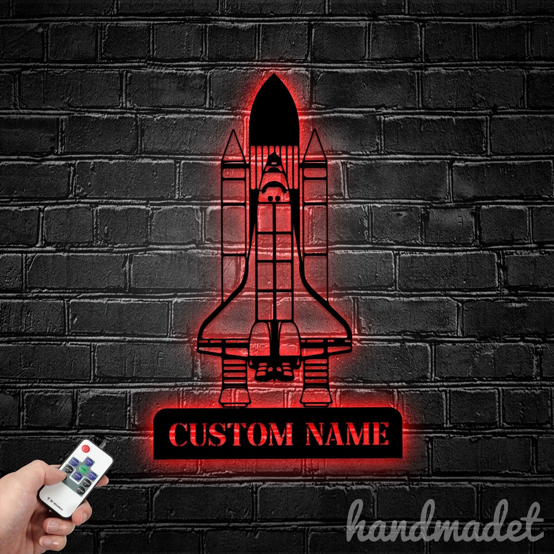 Personalized Space Shuttle Metal Wall Sign, Rocket Metal Wall Light ...