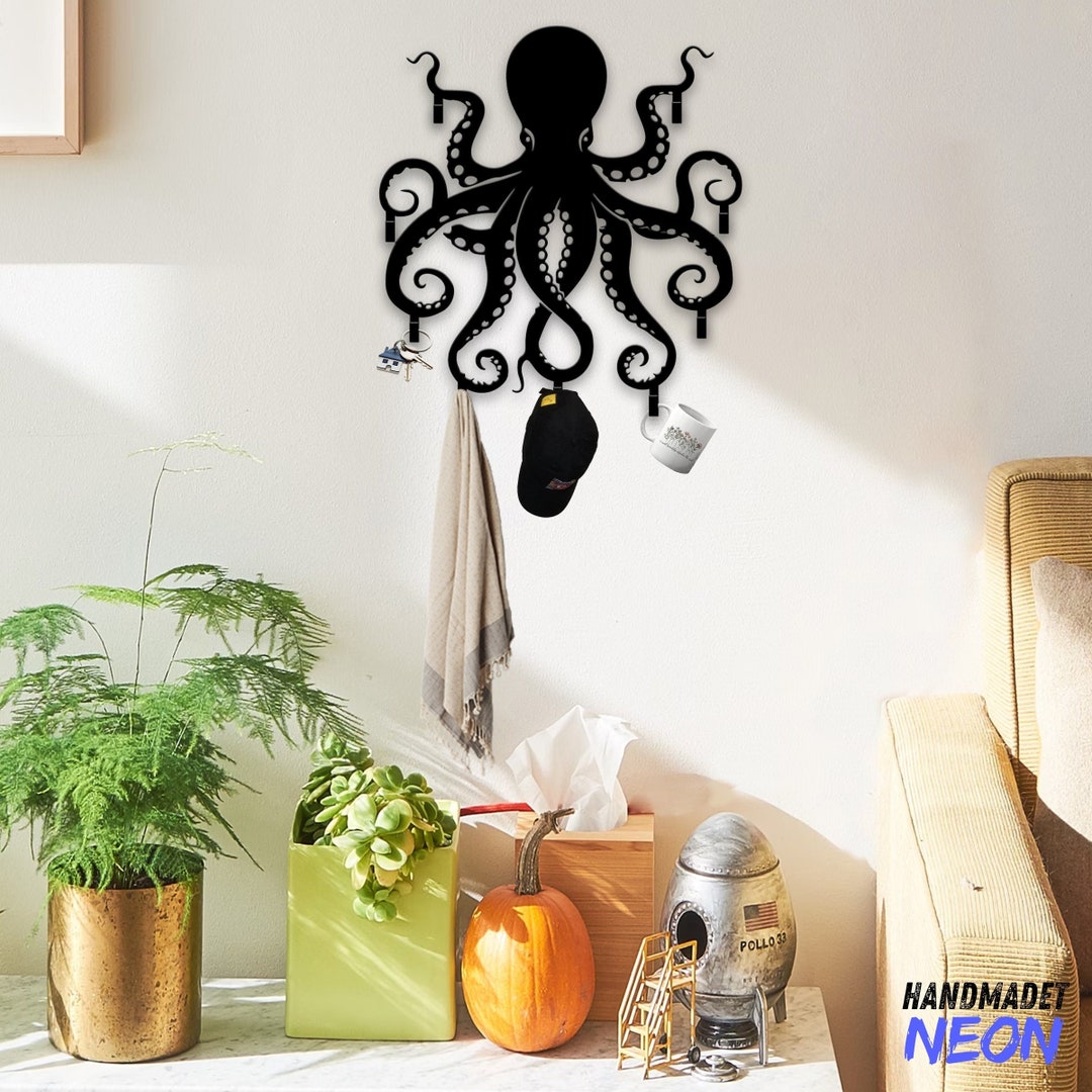 Custom Octopus Coat Rack Wall Hanger Octopus Metal Wall Hooks, Animal ...