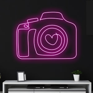 Custom Heart Camera Neon Sign, Love Camera LED Light, Photographer LED ...