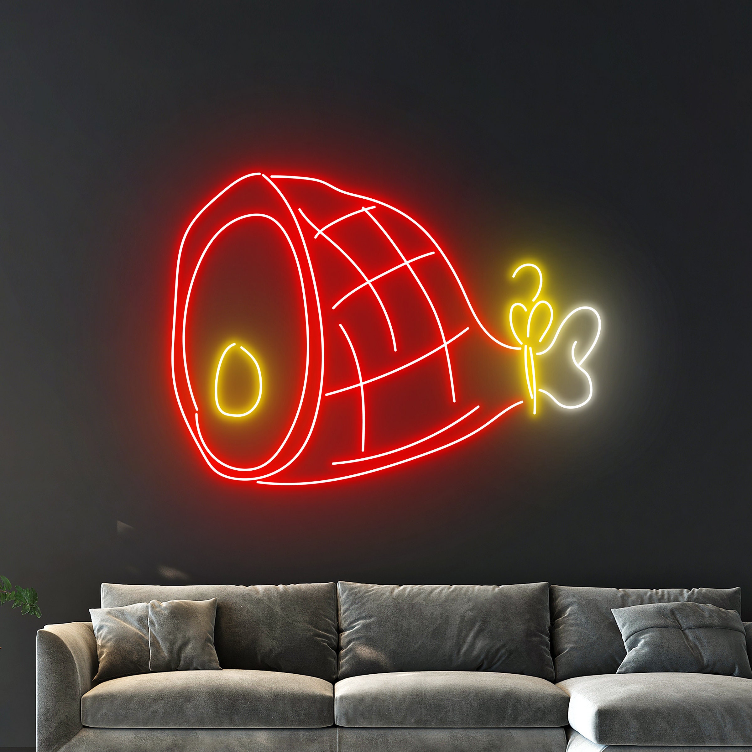 Ham Neon Light, Ham Meat Neon Sign, Gammon Ham Led Light, Custom Jambon ...