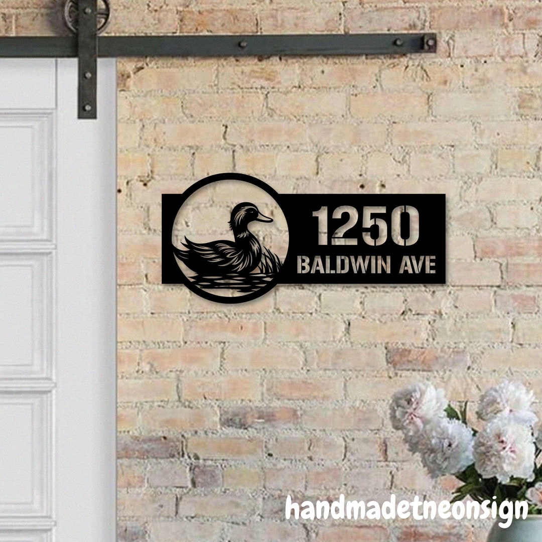 Personalized Duck House Number, Duck Home Number Metal Wall Sign, Duck ...